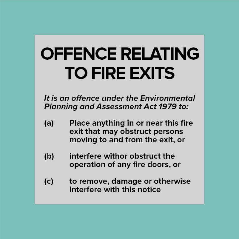 Offences relating to Fire Exits Signs - Statutory Signs