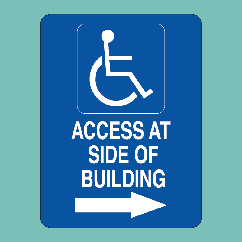 Traffic Sign - Disabled Access at side of building Right - Statutory Signs